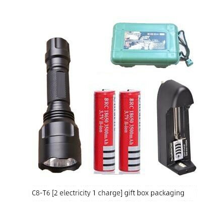 CREE LED 18650 Перезаряжаемый Водонепроницаемый Фонарик с 2 Аккумуляторами, Зарядным Устройством и Подарочной Коробкой