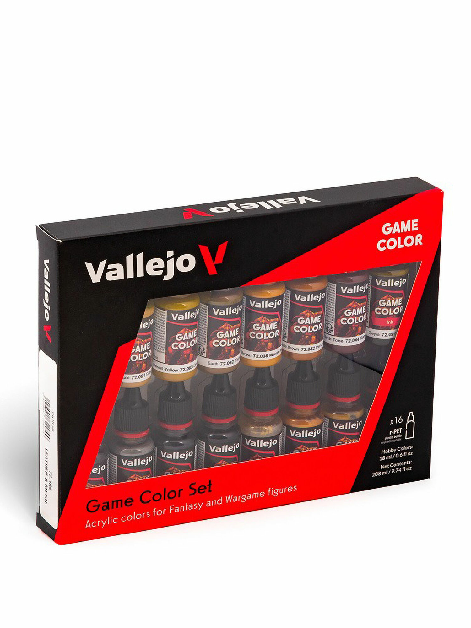 Набор акриловых красок Vallejo серии Game Color Set - Leather & Metal 72189, 16 шт по 18 мл