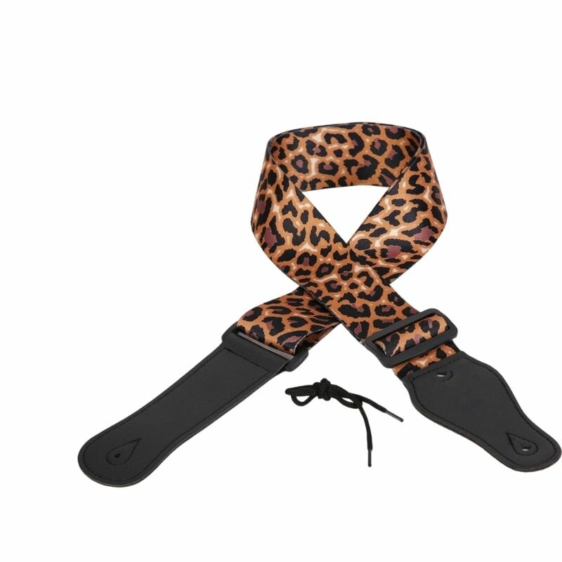 Фолк-акустическая гитара, расширенный ремешок для электрогитары с возможностью подключения медиаторов-Леопардовый узор № 1