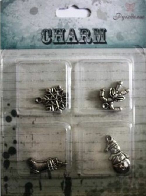 Подвески Рукоделие металлические "Новый год", набор 4 шт