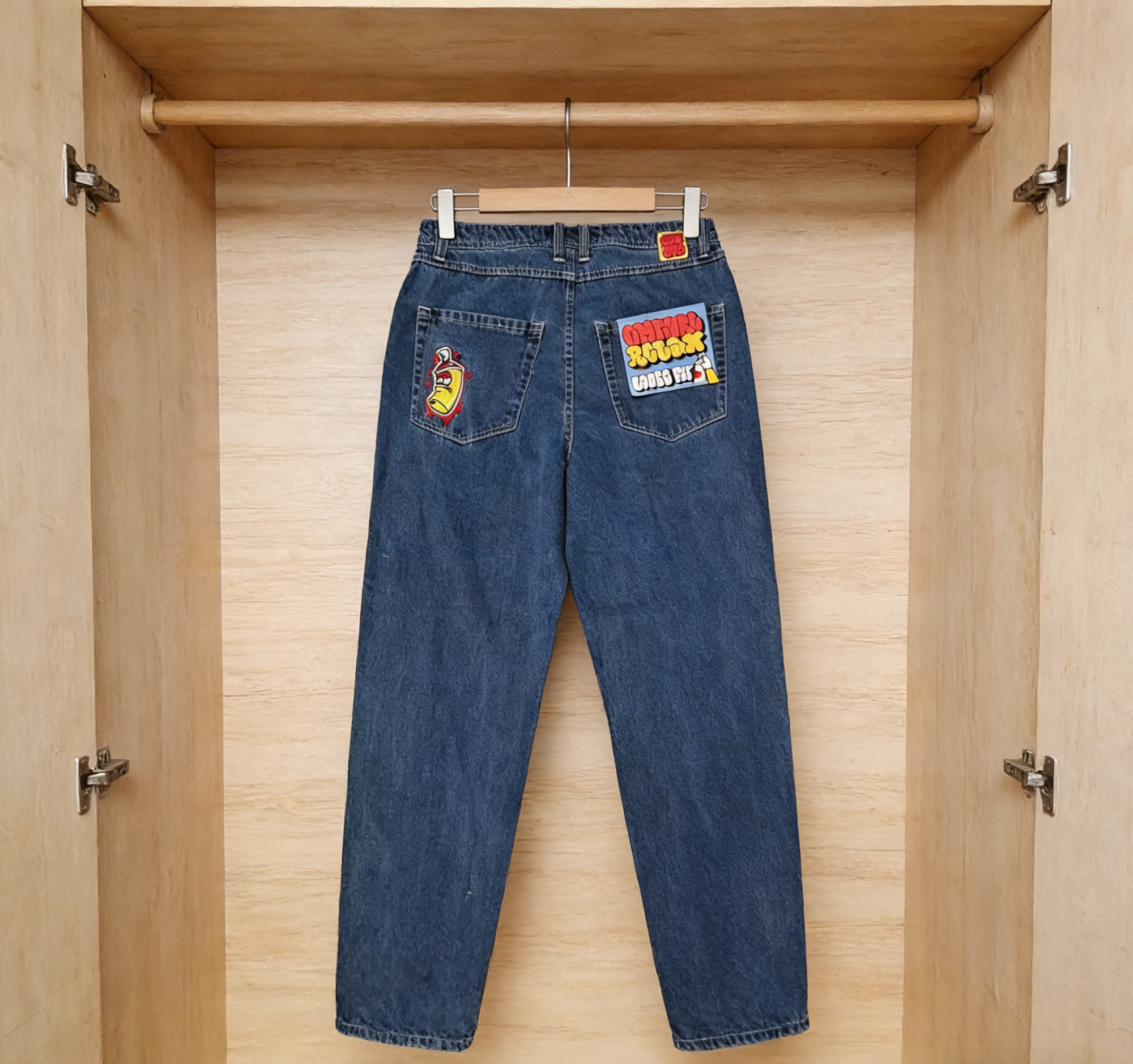 Джинсы для скейтбординга "Big Boy", чисто черные, с вышивкой, износостойкие, прямые, свободные, длинные брюки.