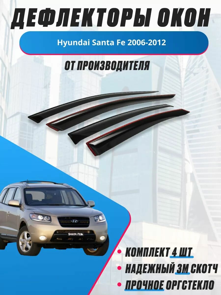 Дефлекторы для окон HYUNDAI SANTA FE II 2005-2012 кроссовер