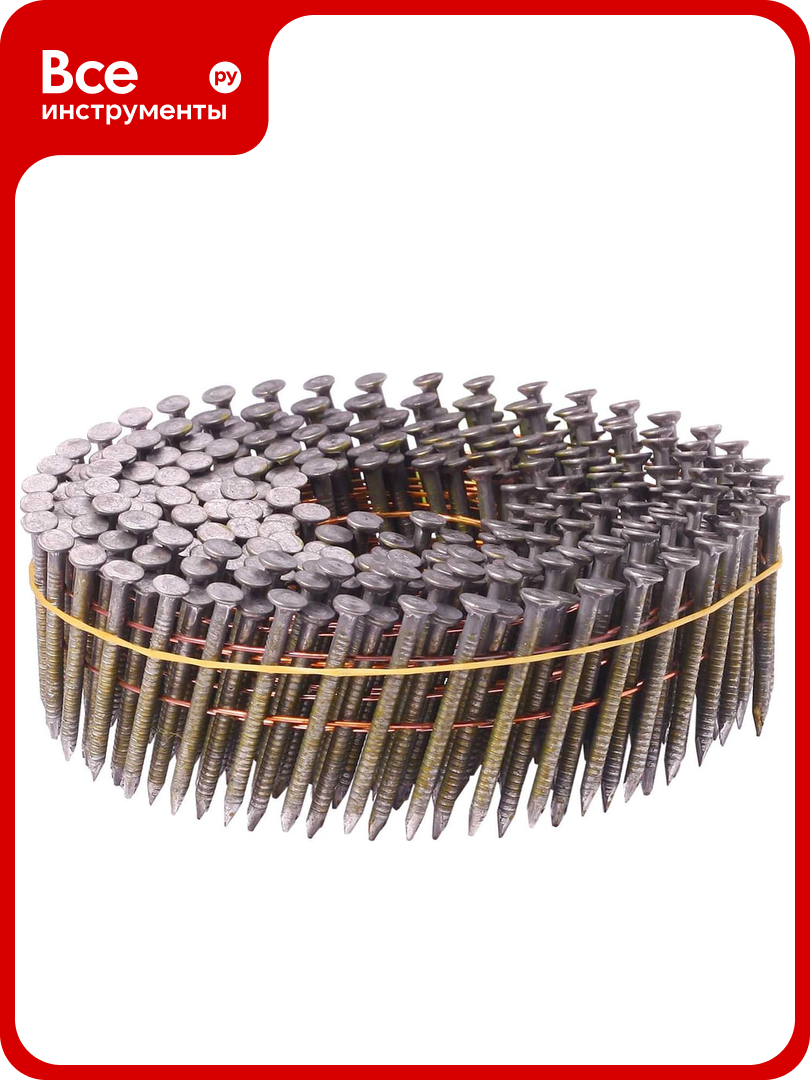 Барабанный гвоздь Пневмопарк 2,5х40 мм, ершённый, 2400 шт. МР-651834, стальная конструкция, тип CNW, без покрытия