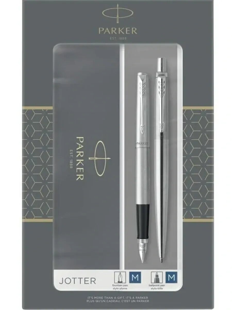Набор: перьевая + шариковая ручки Parker Jotter Core, Stainless Steel CT (Перо M) / Арт: 2093258