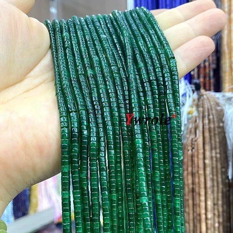Бусины из халцедона красный рубин 2x4 мм YWROLE Зеленый, 4x2mm 147-150pcs, emerald color