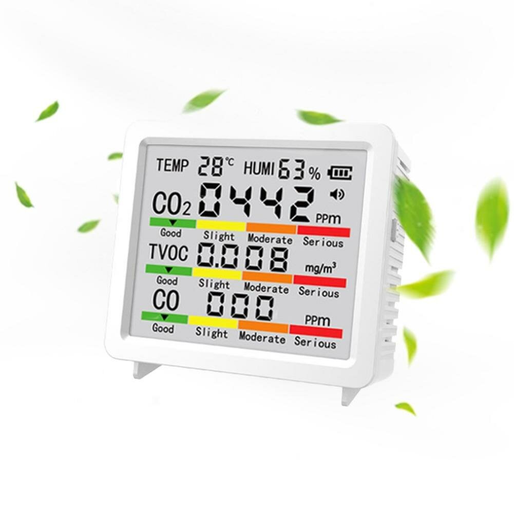 Многофункциональный монитор качества воздуха 5 в 1 измеряет CO, CO2, TVOC, температуру и влажность, для дома и офиса
