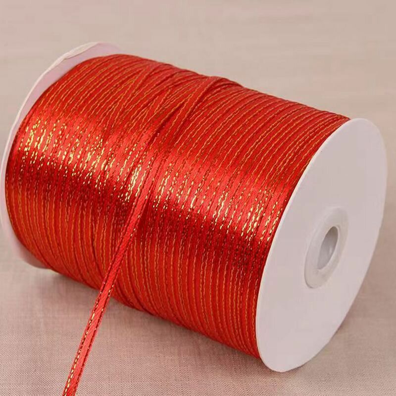 3 мм сатиновая лента с золотым краем, ярко-красная, двойная золотая лента, золотисто-коричневая лента с золотым краем, 0,3 см сатиновая лента с золотым краем