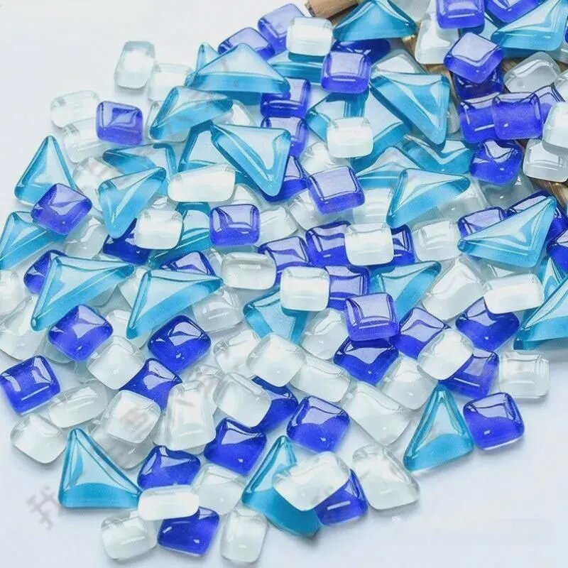 Стеклянная крошка, мозаика кусочки, около 140-160шт/200г.-