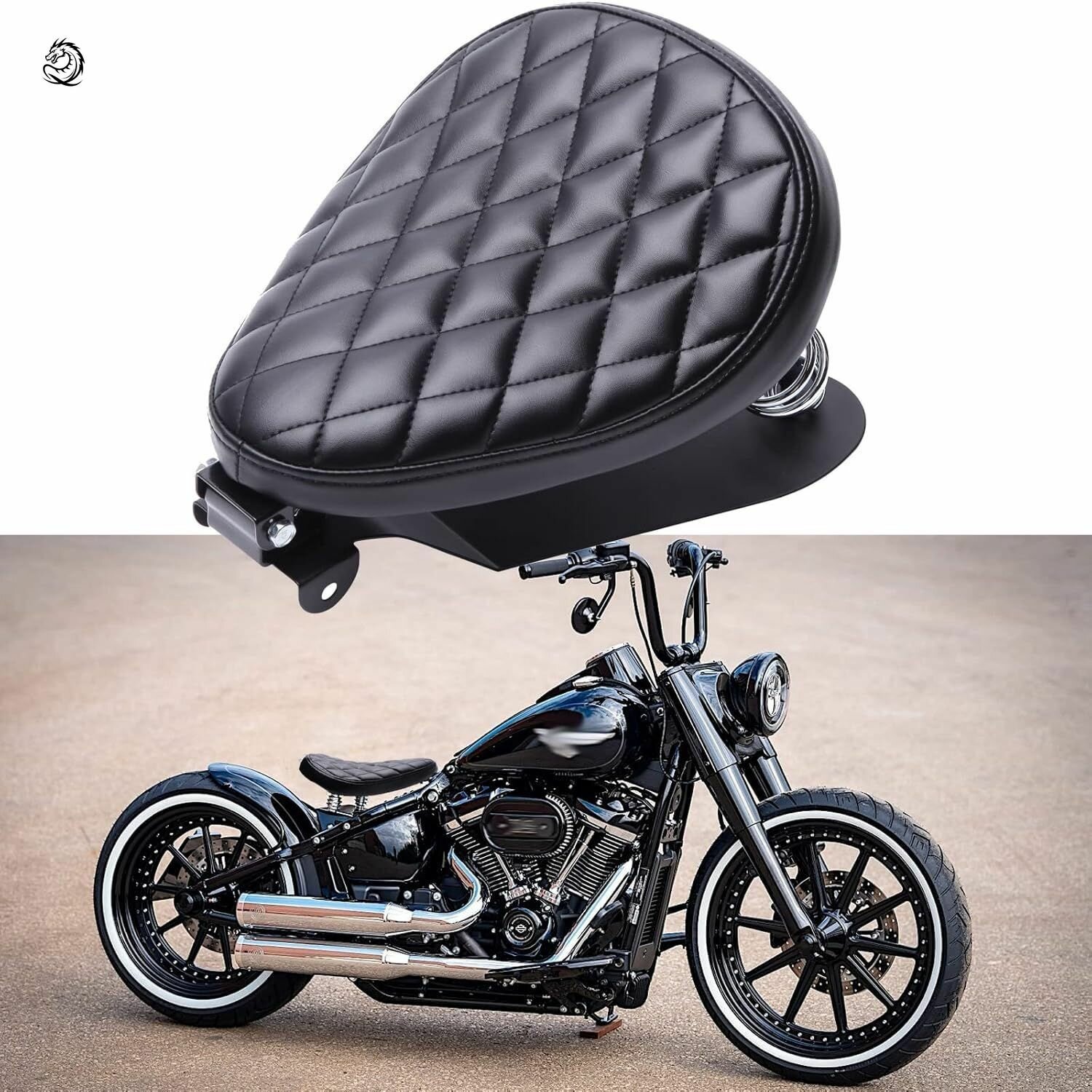 Сиденье для мотоцикла Bobber/Chopper, синтетическая кожа, подушка с основанием, универсальное, черное