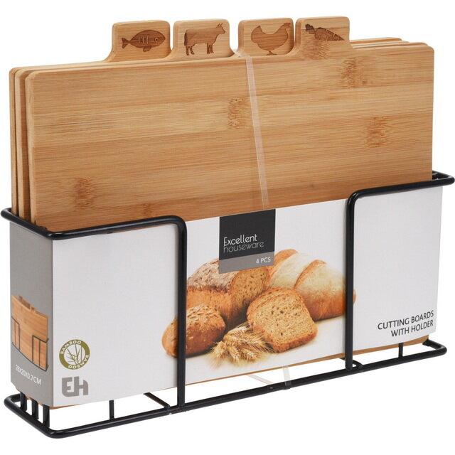 Разделочные доски на подставке Bamboo 28*20 см, 4 шт, Koopman (Купман), 170492060