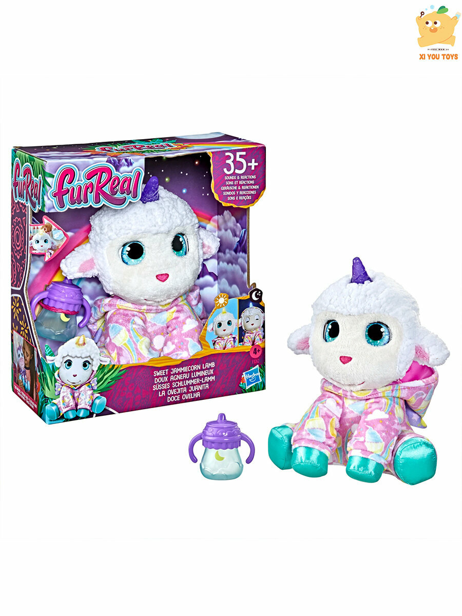 Hasbro FurReal Sweet Jammiecorn Lamb / Интерактивная Плюшевая Игрушка FurReal Sweet Jammiecorn Lamb, Светящаяся Игрушка, Более 30 Звуков - Электронные Домашние Животные