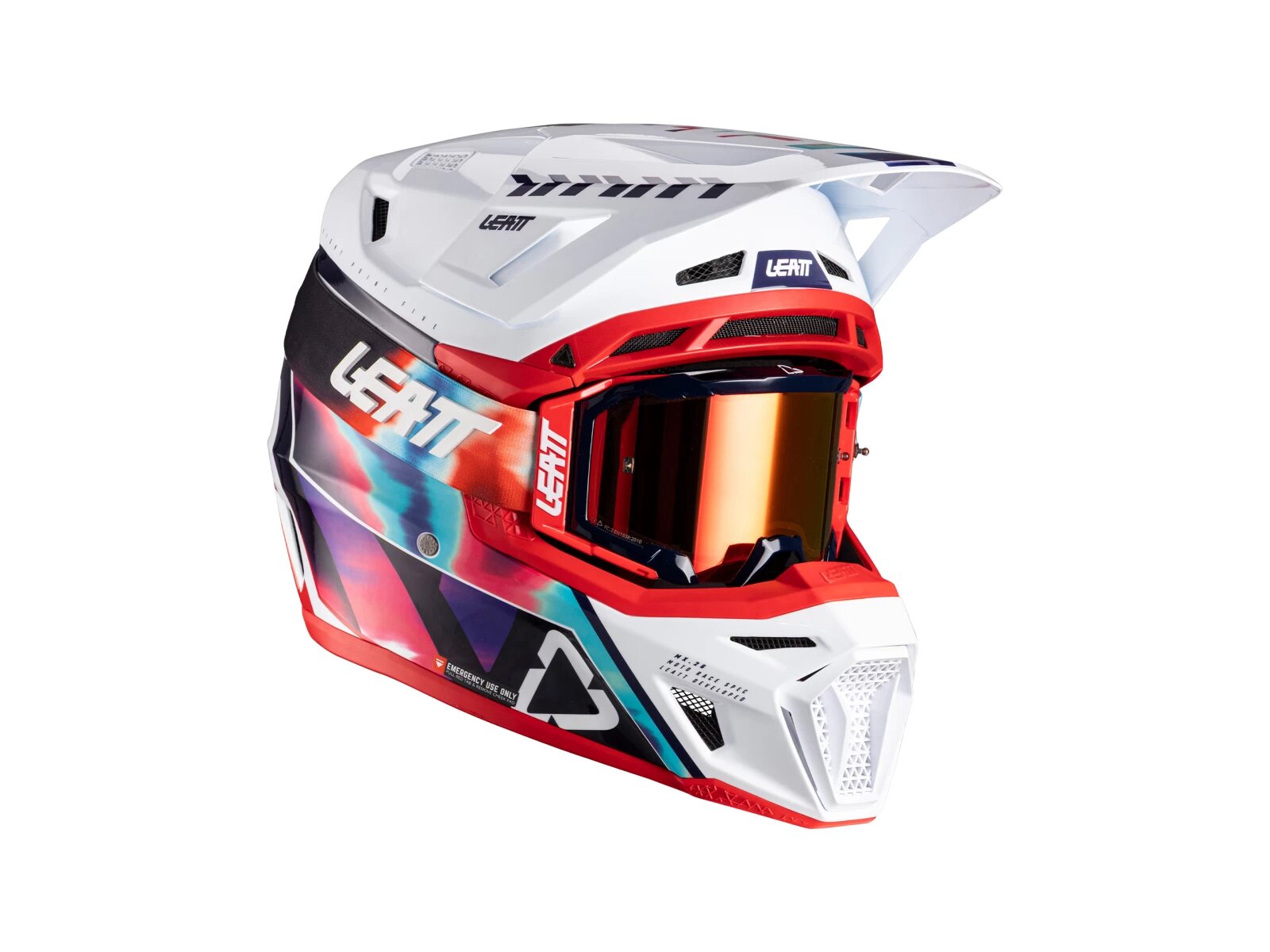 Мотошлем LEATT Moto 8.5 Helmet Kit Royal Blue/Red, бело-сине-красный, размер L