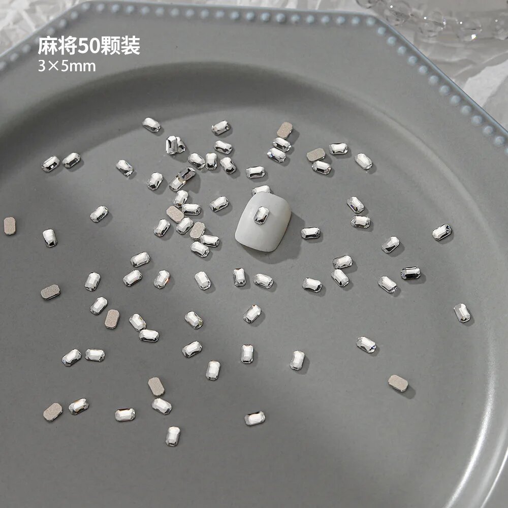 100 шт. белые плоские стразы для ногтей 54 Star anise 3x5