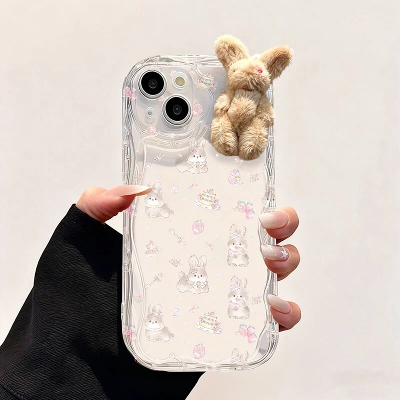 Коричневый чехол с кроликом для Huawei P30 P40 Lite Nova Y91 Y7A 13 7i 9 11 7 Белый, 1, Nova 10 Pro