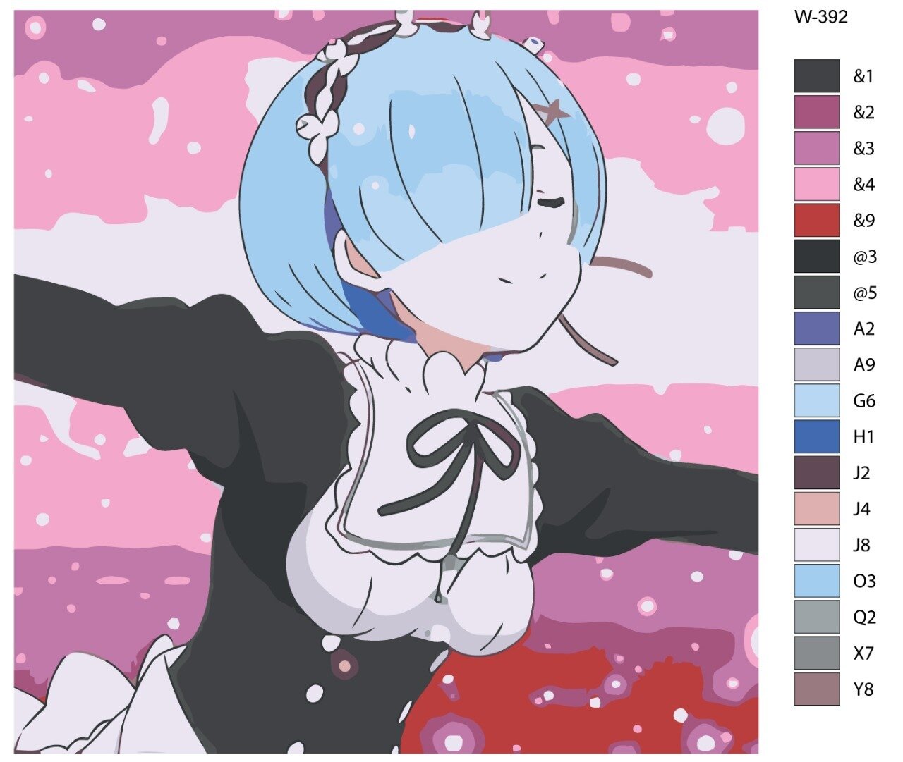 Картина по номерам W-392 "Аниме - Re: Zero (Ре: Зеро). Рем" 70х70