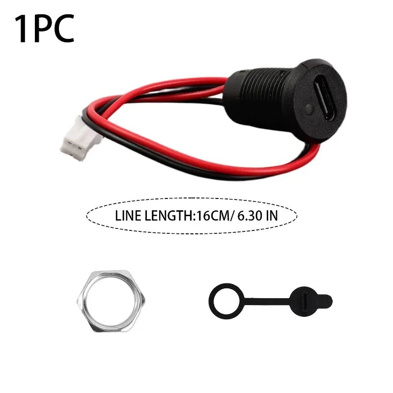 USB Type-C водонепроницаемый разъем, черный, 1pc