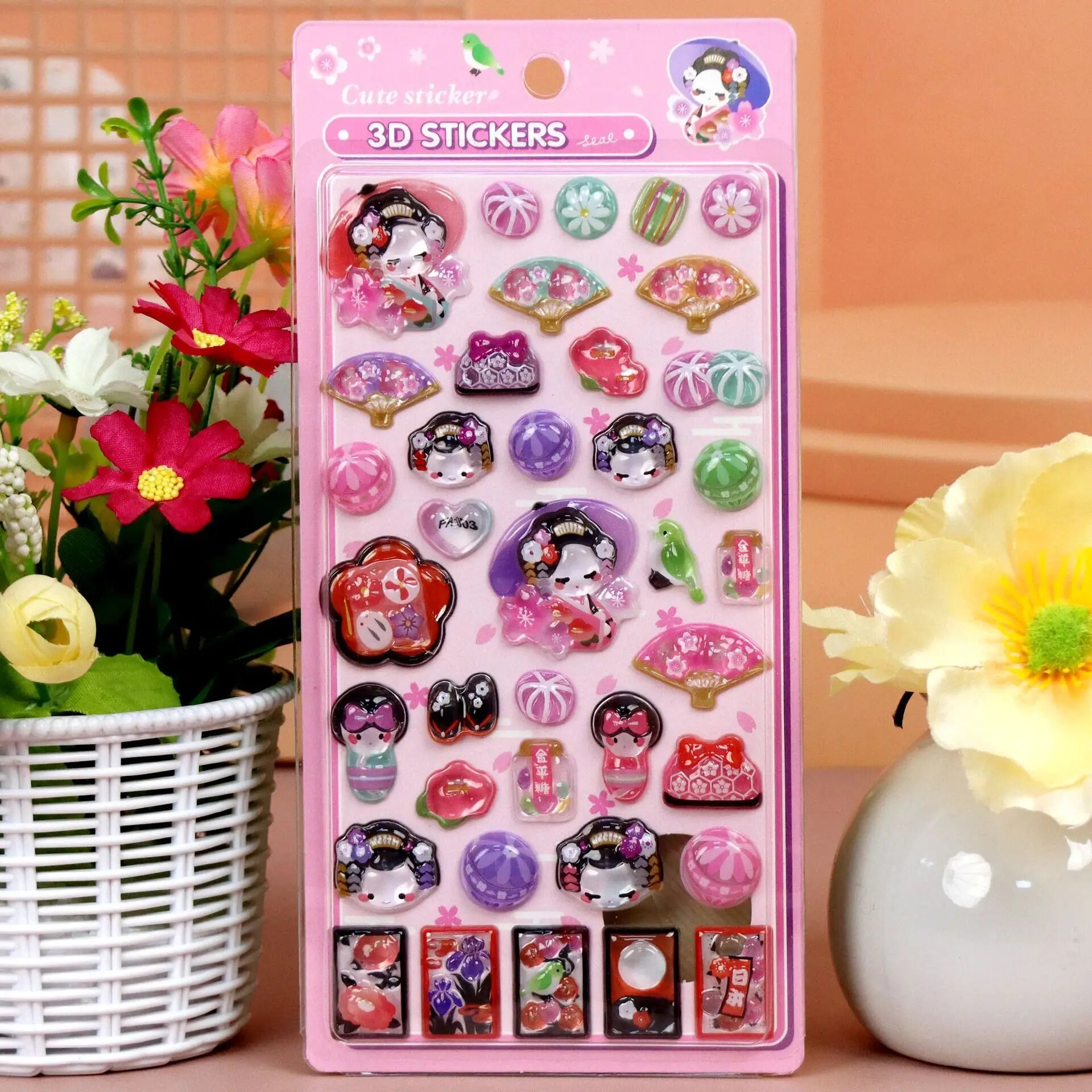 3D стикеры Kawaii Geisha FA-003