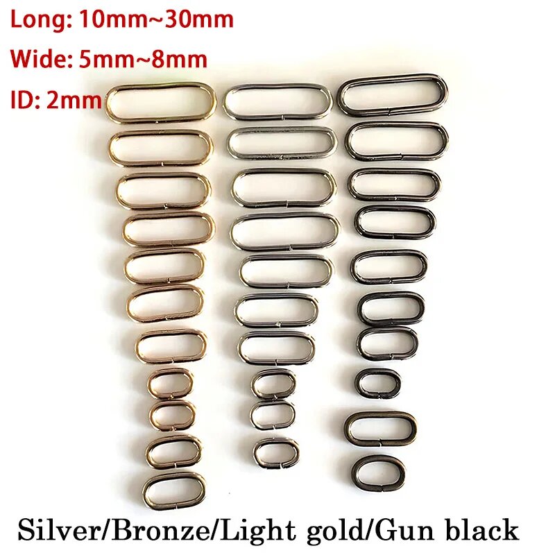 10 шт. металлических овальных колец-карабинов для рукоделия Gun black, 2x10x5mm