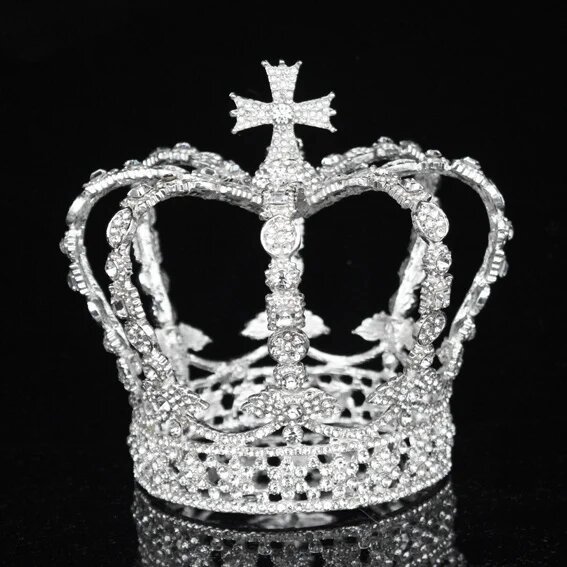 Серебряная тиара-корона из горного хрусталя