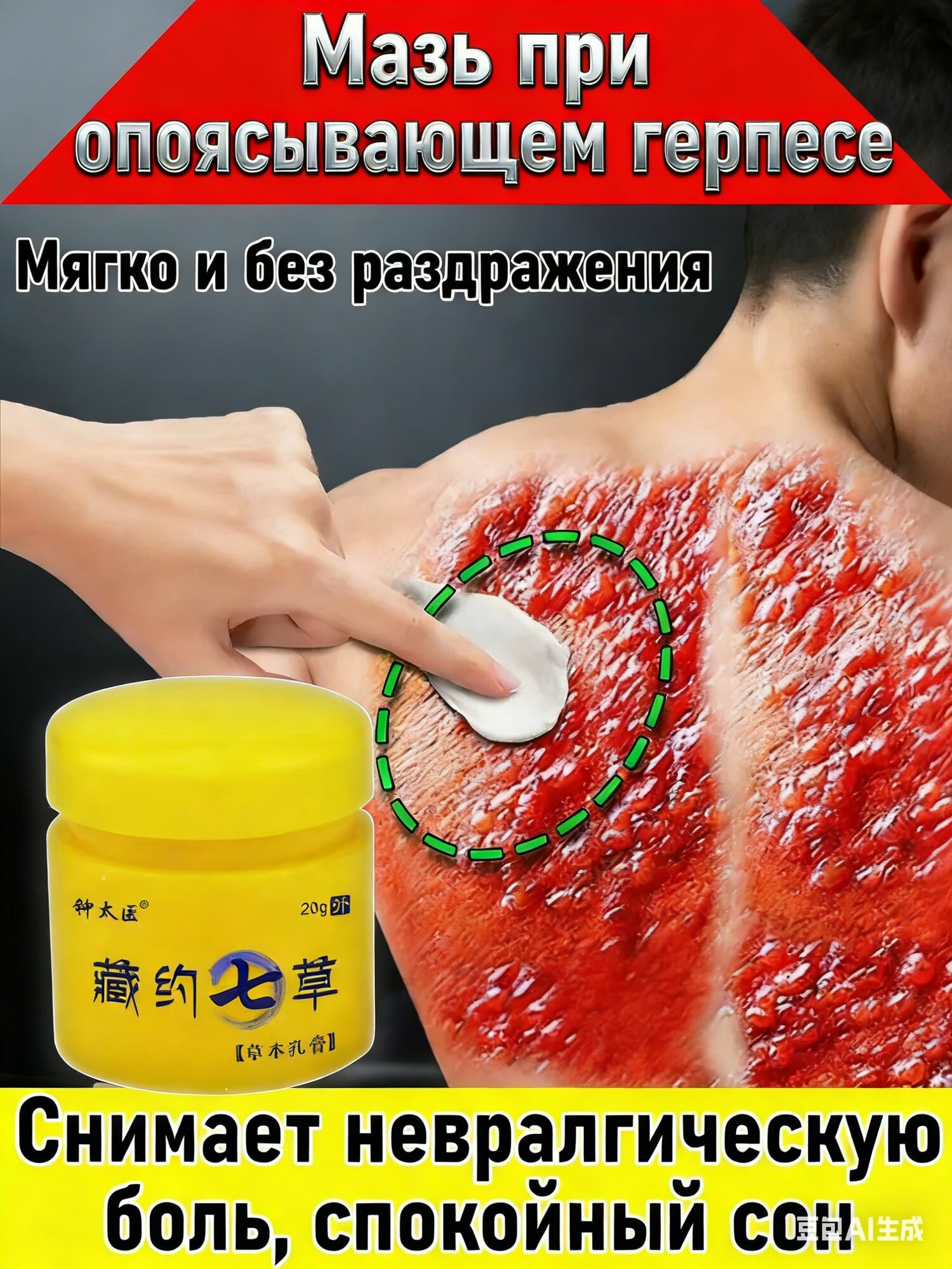 Мазь при опоясывающем лишае 20 г снятие боли и зуда