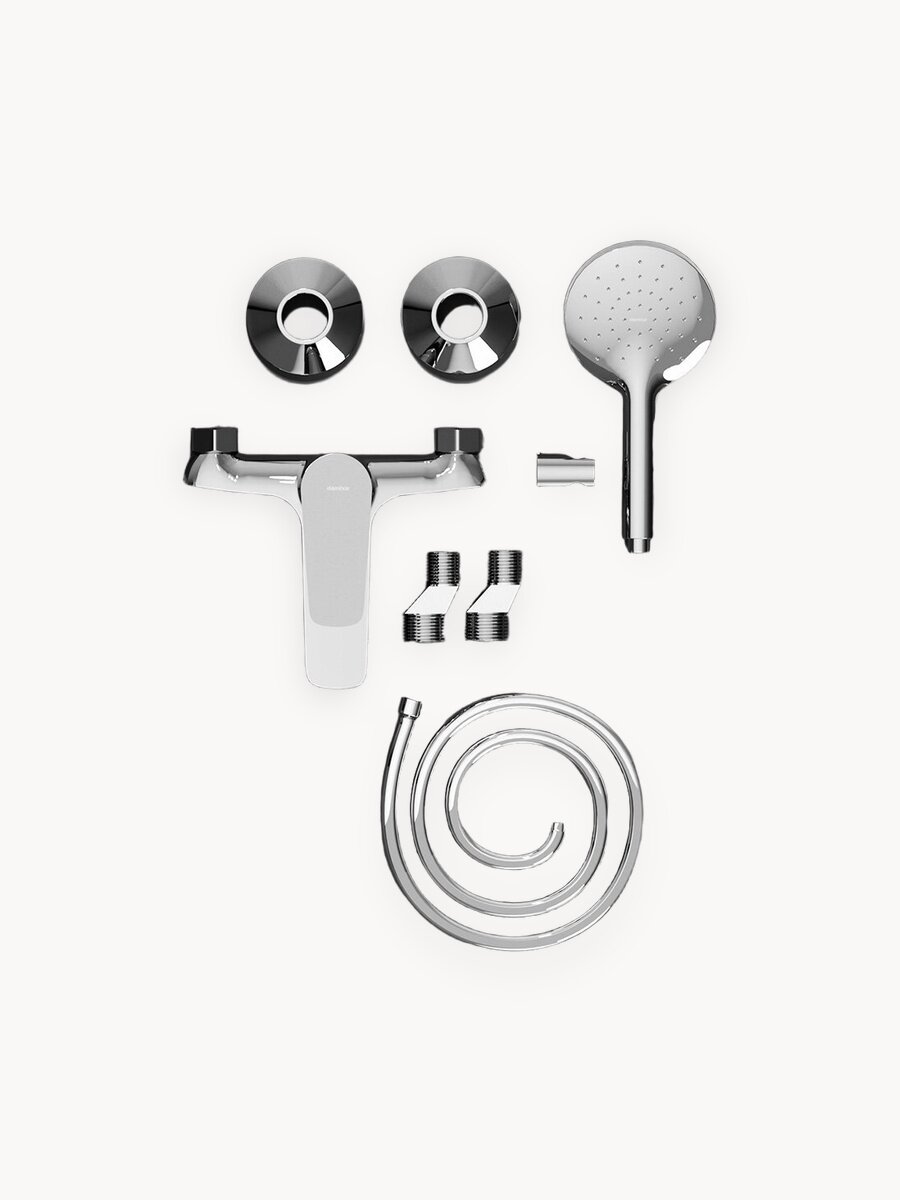 Cмеситель для ванны с душем Damixa Space хром, монолитный излив 165 мм, керамический картридж