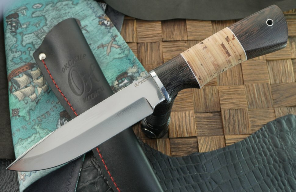 Окские Ножи нож Рысь, сталь 65Х13, рукоять венге/береста