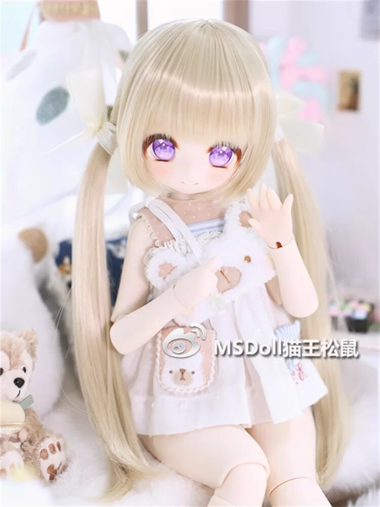 Парики для кукол BJD, длинные волосы, милые косички 1/3 1/4 1/6 MSD MDD TF DD Yosd Бежевый, Золотой, 1-3(22-23cm)