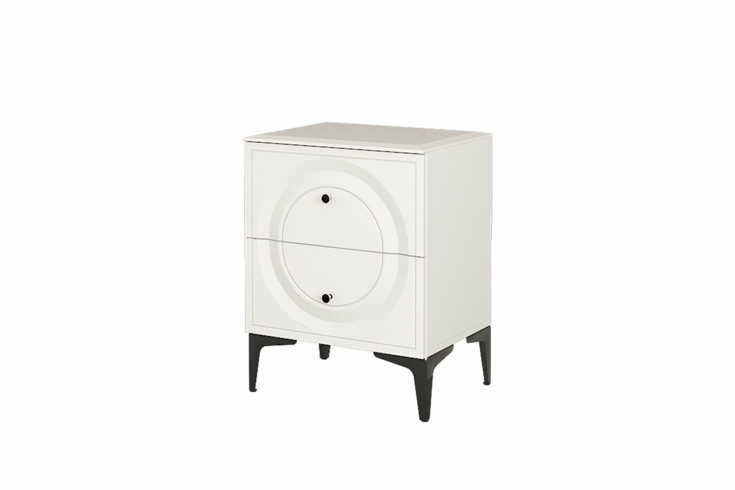 Тумба прикроватная Hoff Валенсия, 49,2х64х38,4 см, 2 ящика, глянцевый фасад, МДФ/ЛДСП, цвет белый шагрень