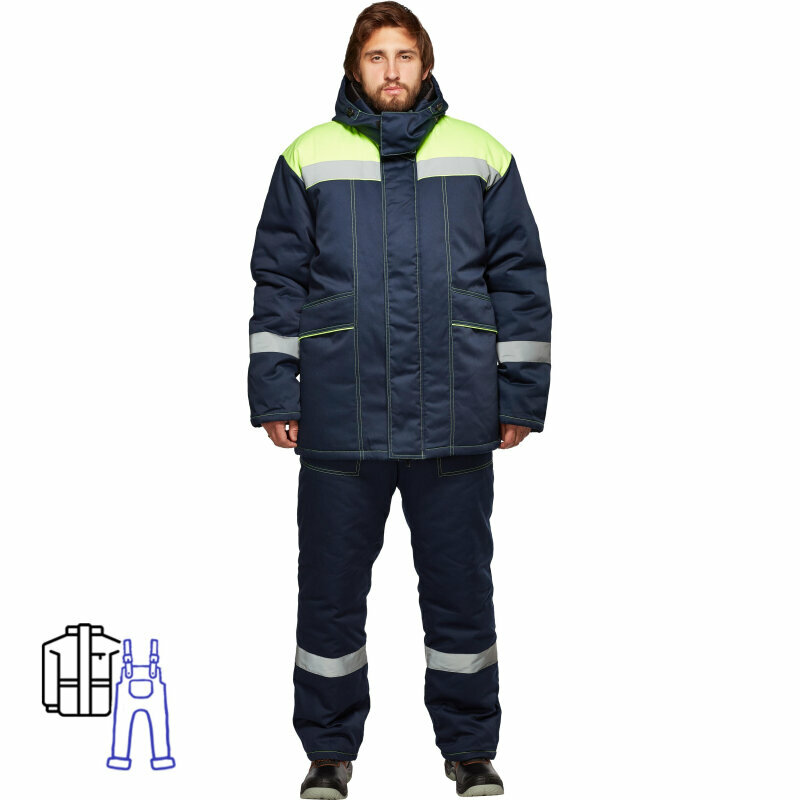Костюм рабочий зимний муж з45-КПК син/лимон (р.60-62) 170-176, 1793387