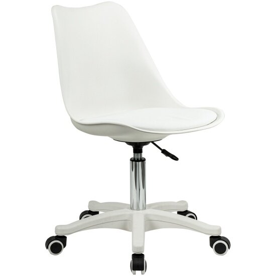 Кресло офисное Brabix "Eames MG-310 PL", пластик белый, экокожа белая, 532926