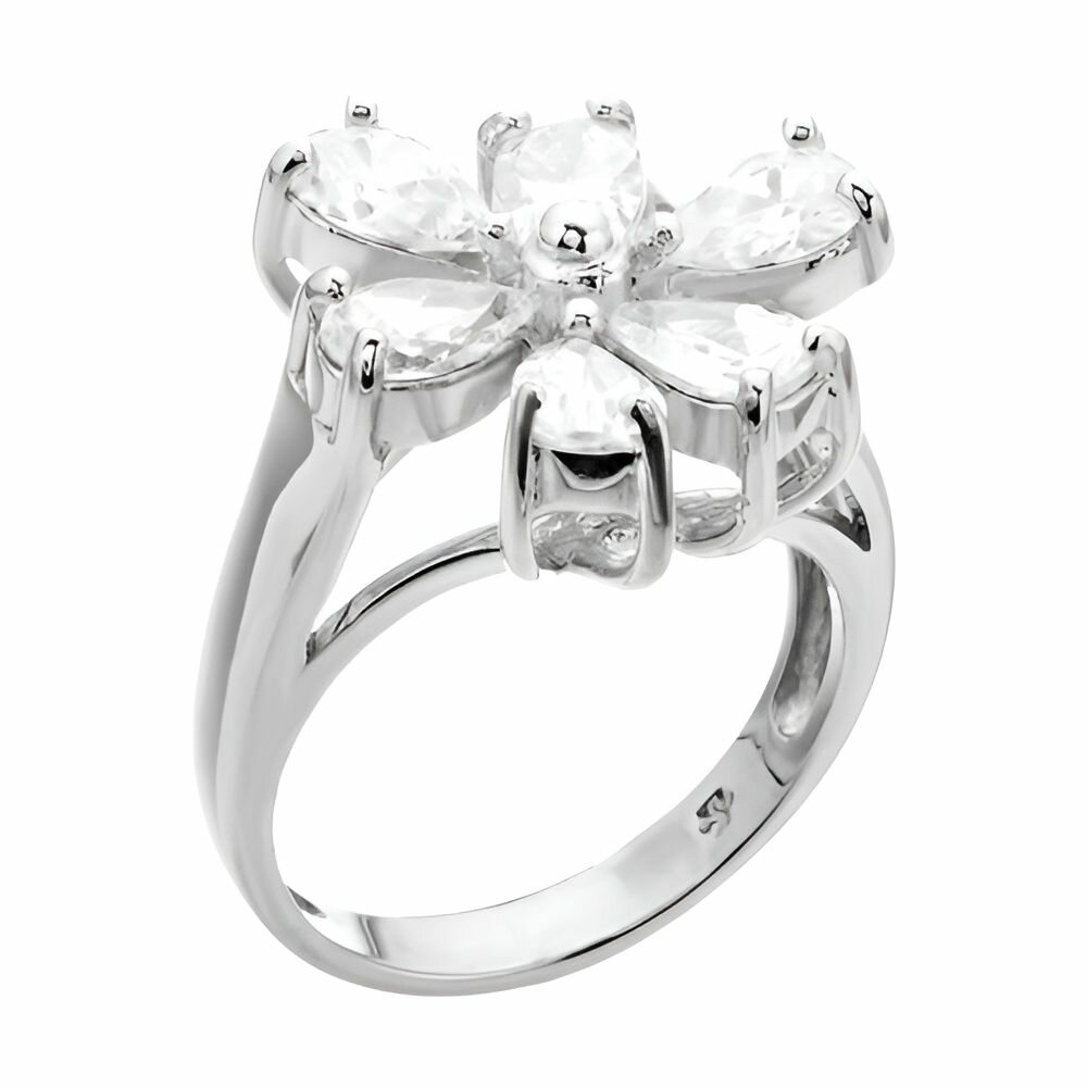 Кольцо тонкое, серебро, 925 проба, родирование, фианит