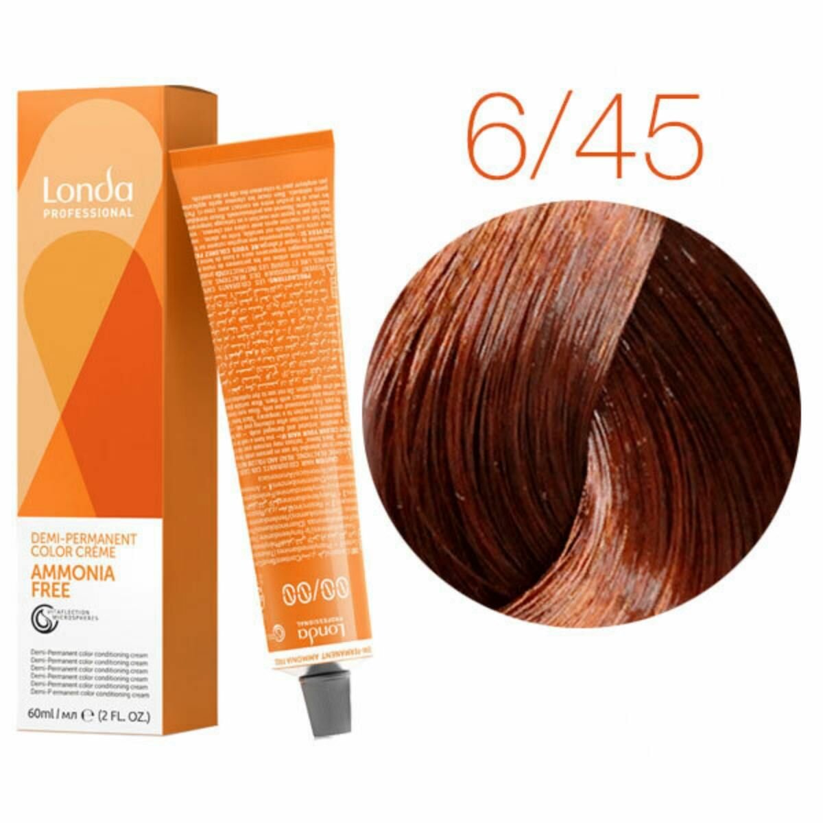 LondaColor Ammonia Free 6/45 темный блонд медно-красный Интенсивное тонирование краска для волос 60 мл