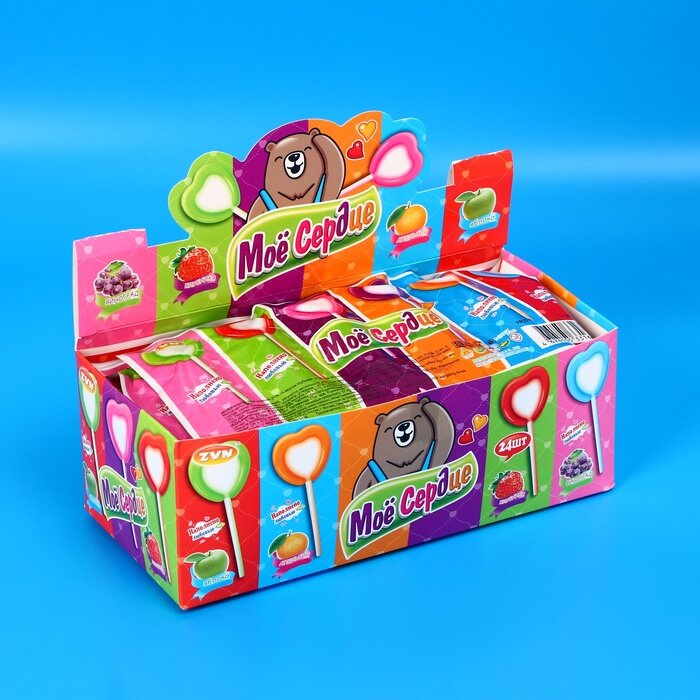 Конфета «Моё сердце», клубника, апельсин, яблоко, виноград, 18 г