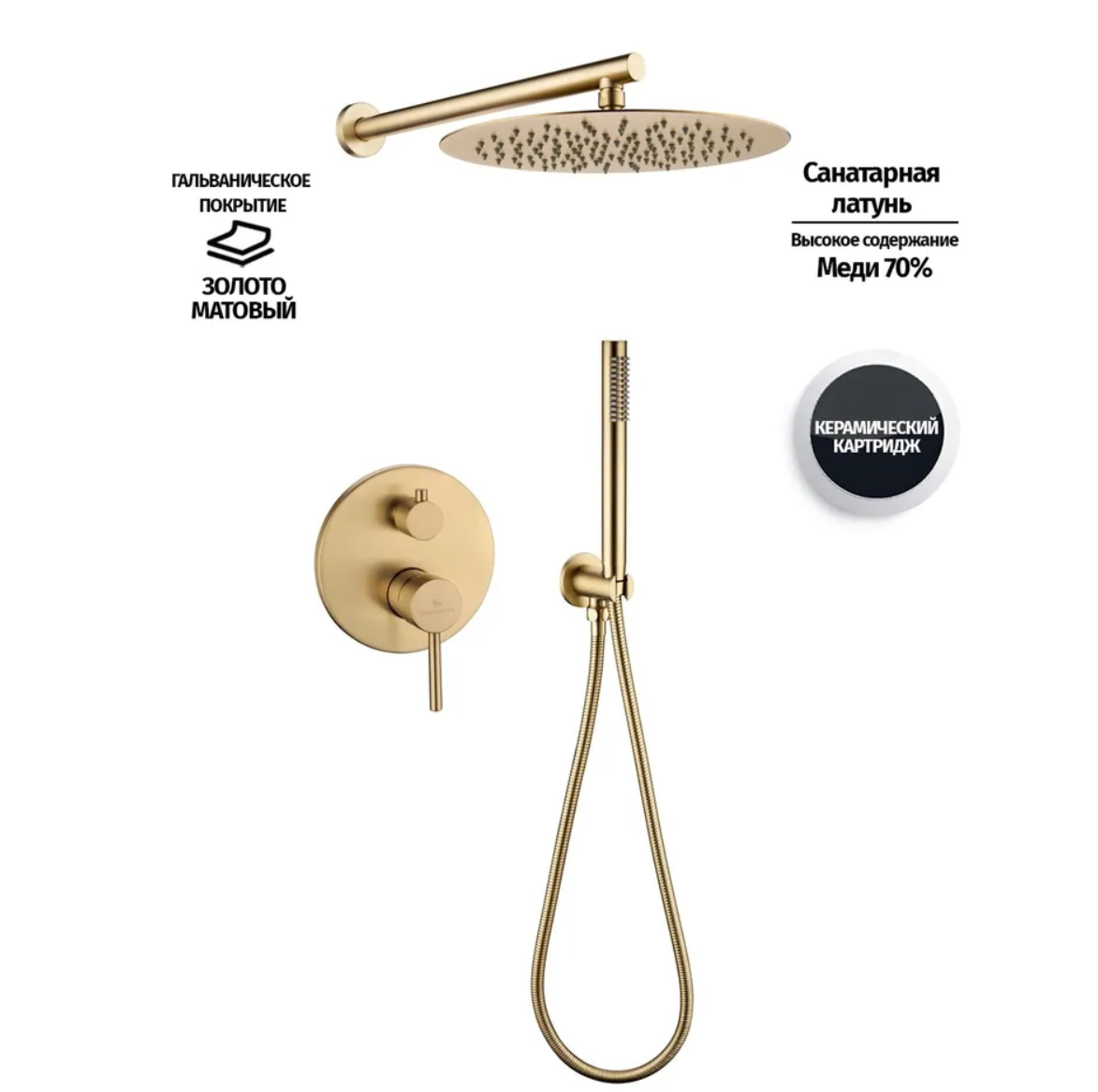 Душевая система скрытого монтажа Grocenberg GB5099MG-3 Матовый золото