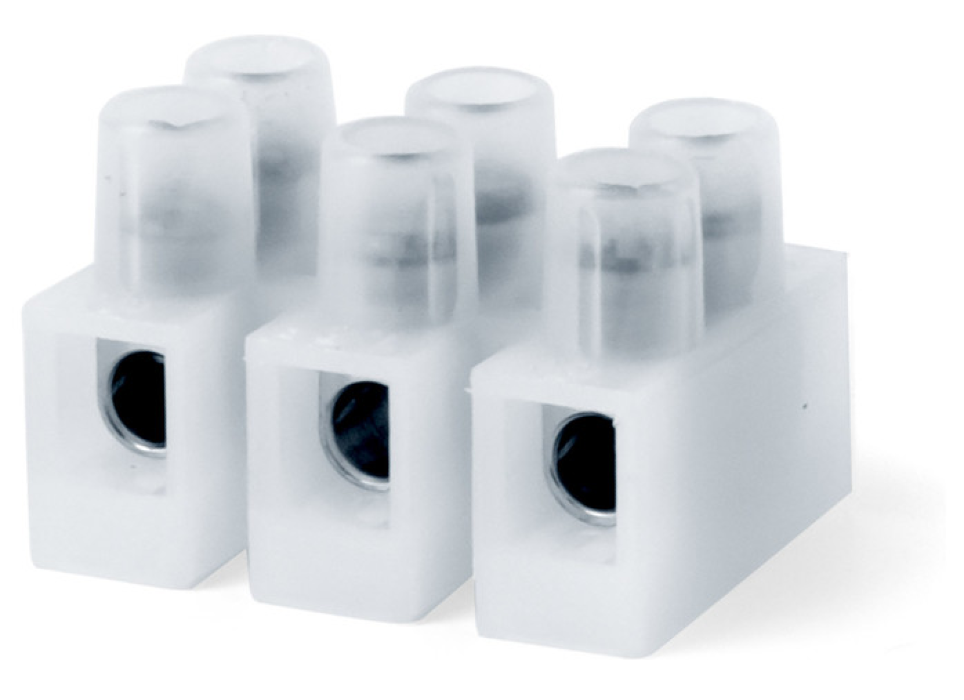 Клеммная колодка DKC / ДКС винтовая, в корпусе из полиамида 6.6 с рабочей температурой 110℃ белая, 3 пары, сечение 2.5мм2, 24А, 450В / электрика