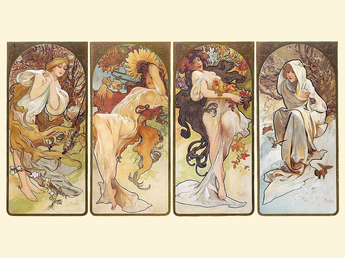 Постер А3. Альфонс Муха. Серия "Времена года 1887г.".