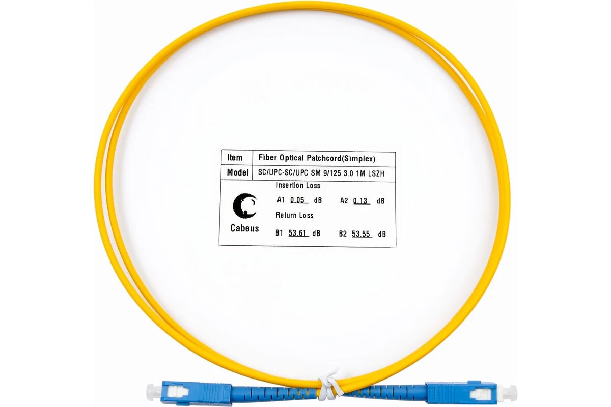 Cabeus simplex SC-SC 9/125 SM 1 м LSZH FOP(S) одномодовый оптоволоконный патч-корд