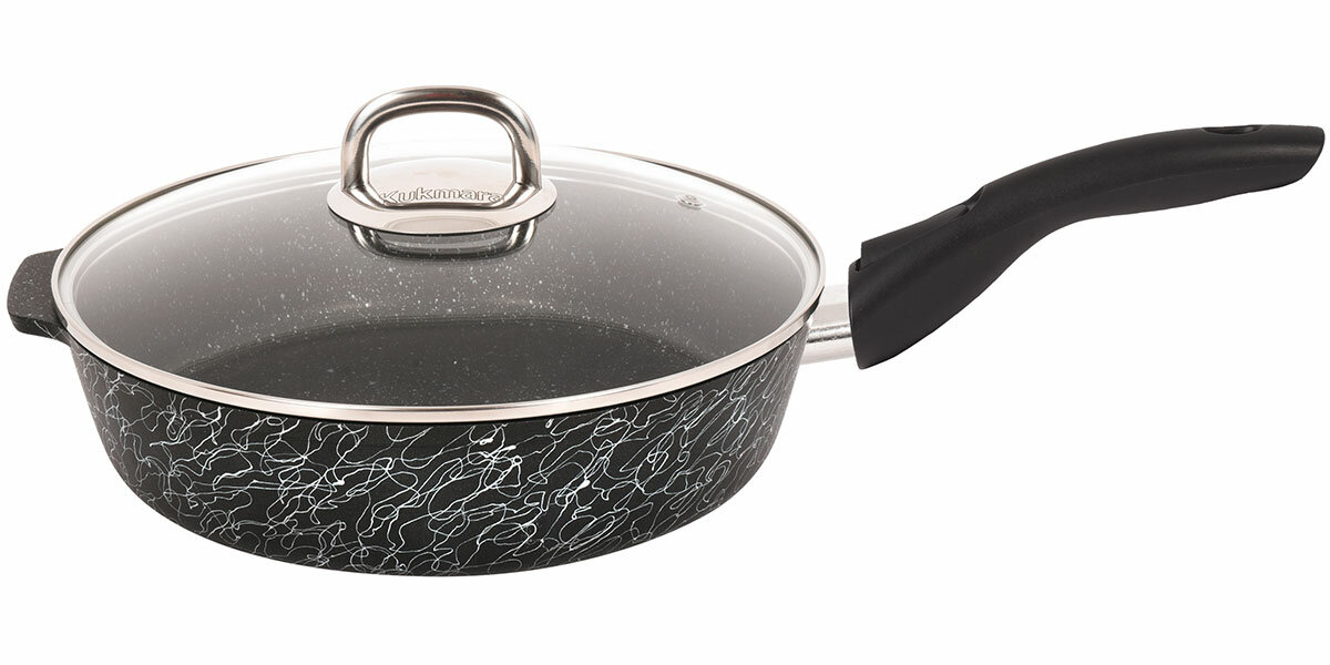 Сковорода глубокая Kukmara 24 см, со съемной ручкой, со стеклянной крышкой, Грация (сгчс242а)