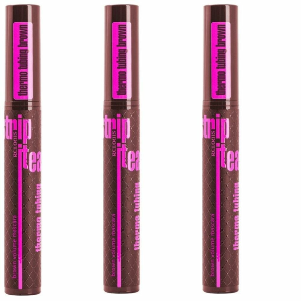 RELOUIS Тушь для ресниц, Strip It Easy Thermo Tubing, объемная, коричневая, 3 уп.