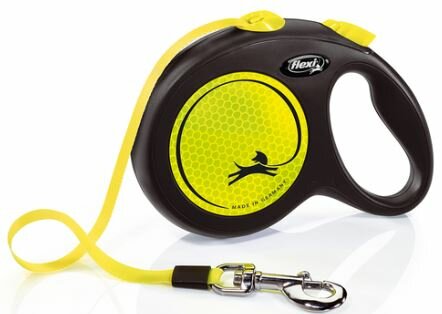 Flexi Рулетка-ремень Flexi светоотражающая для собак до 60кг, 5м, желтая (New Neon L Tape 5m yellow)