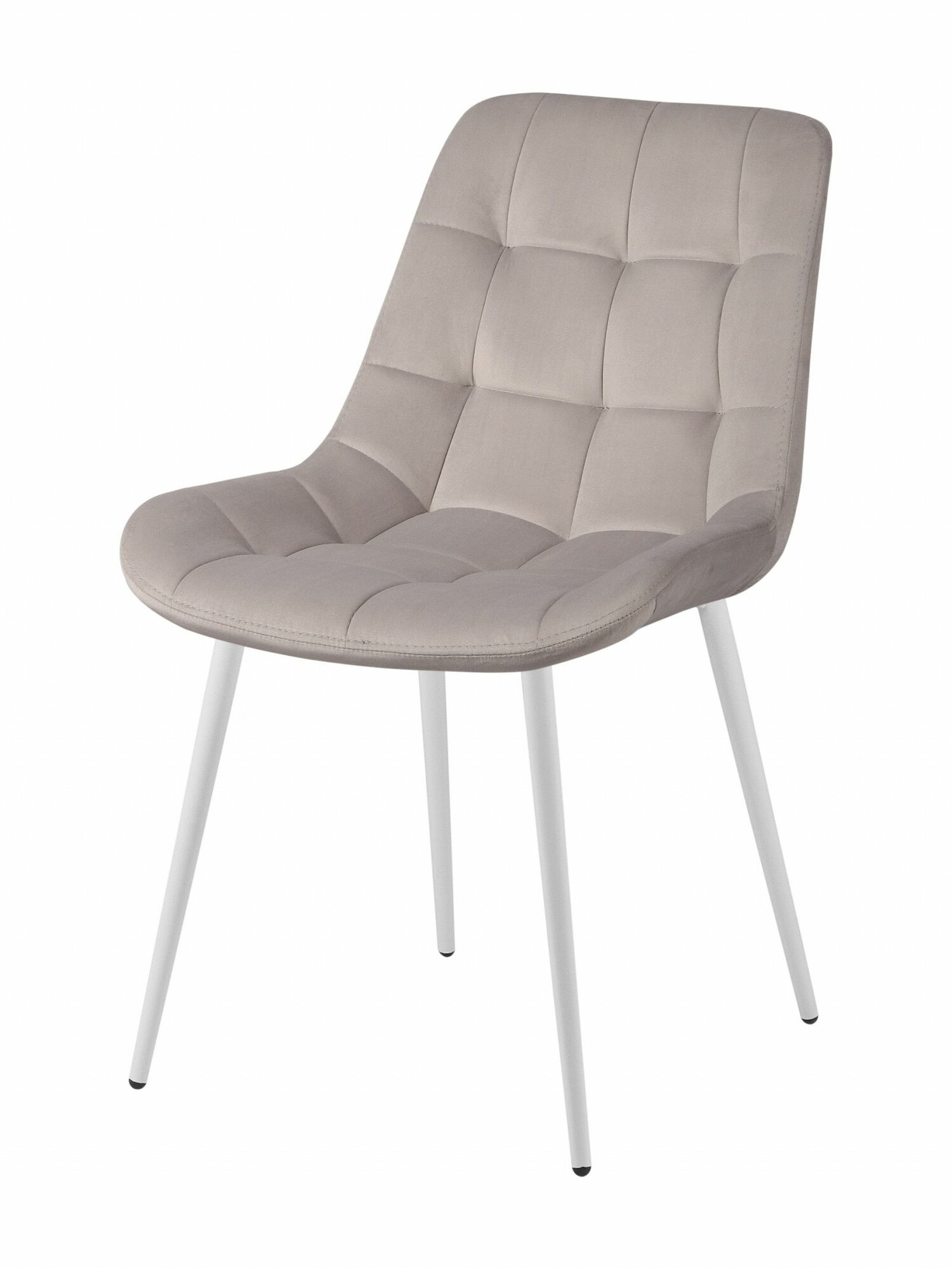 Стулья кухонные Ambe Эйден, мягкие со спинкой, светло-серый, с белыми ножками, 2 шт