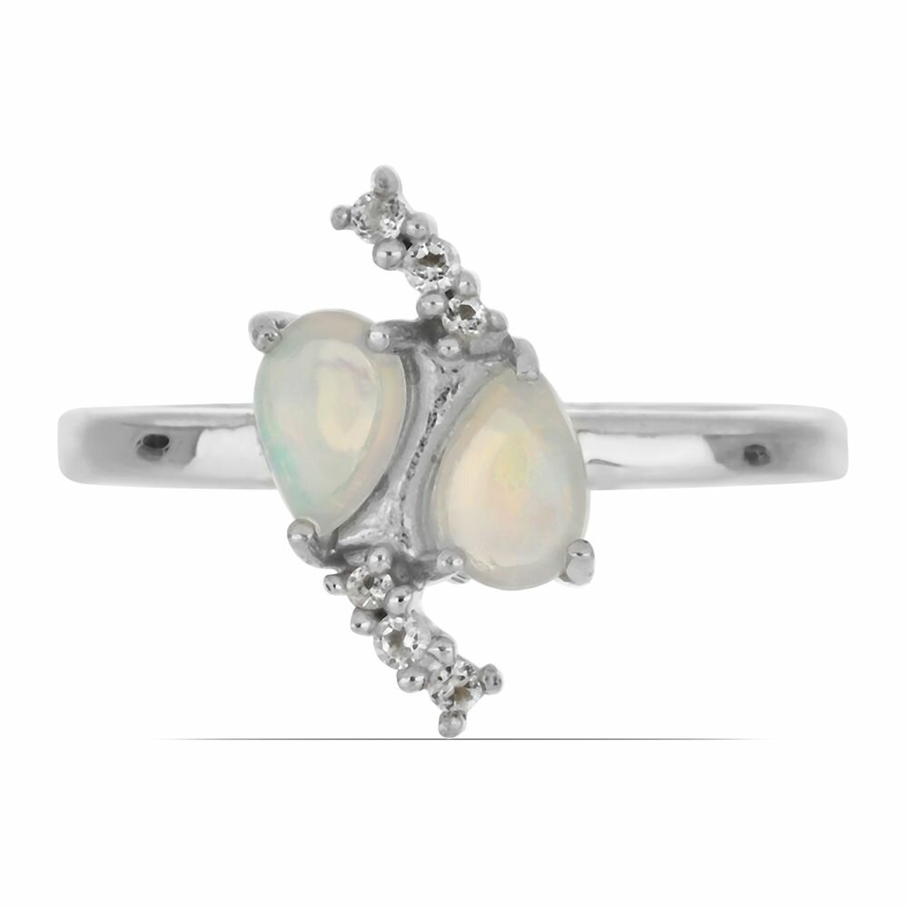 Кольцо, серебро, 925 проба, родирование, опал, топаз