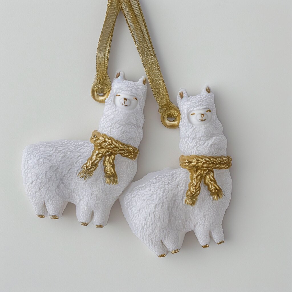 Новогодние ëлочные игрушки / елочные украшения "Ламы" Подарочный набор (2 шт.)