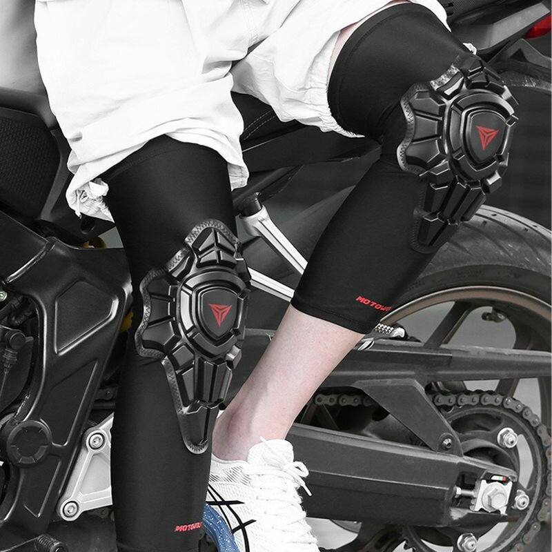 Наколенники мото, шарнирная защита, дышащая лайкра, подходят для гонок по бездорожью и скейтбординга L/черный 1 пара.