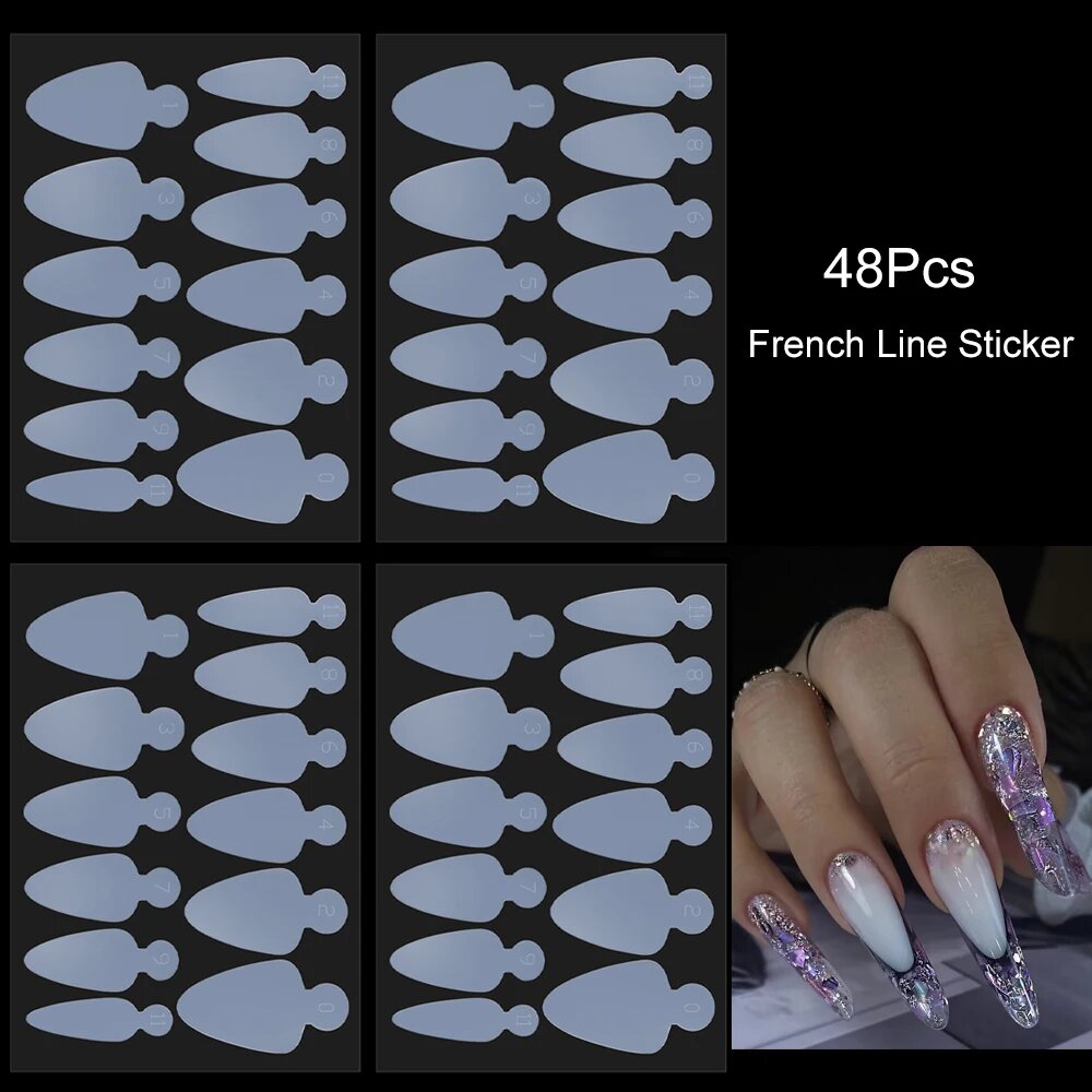 48 шт, формы для французских ногтей, силиконовые подушечки, несколько форм, двойные формы для ногтей, накладные кончики для наращивания геля, инструмент для быстрого наращивания маникюра