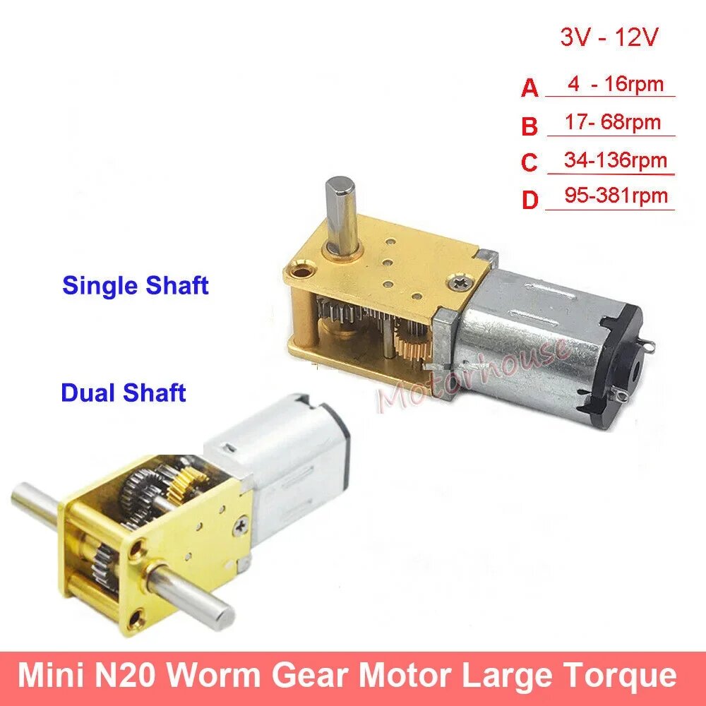 Micro N20 мотор постоянного тока для роботов E 34RPM-136RPM, Dual Shaft