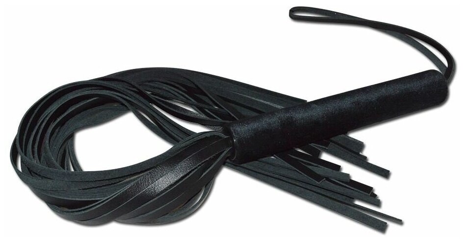 Чёрная кожаная плеть с жесткой ручкой - 63 см, Seven Creations, черный, натуральная кожа,