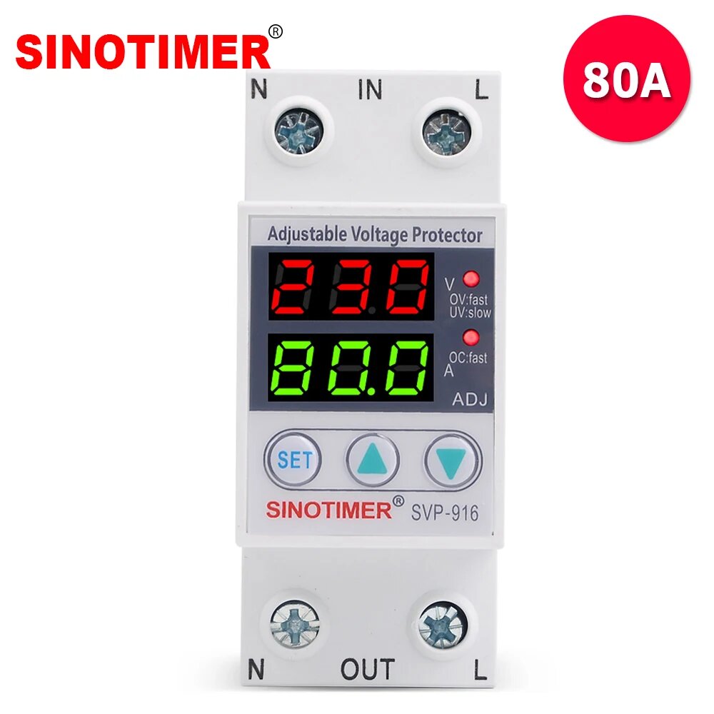 Автоматическая защита от перенапряжения SINOTIMER SVP 40A/63A/80A 230В 230V AC, 40А