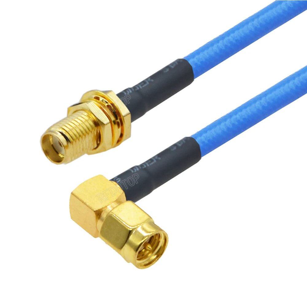 RFDOTOP RG402 полугибкий коаксиальный кабель SMA-SMA синий 50 Ом 7.5CM, SMA F to SMA M90