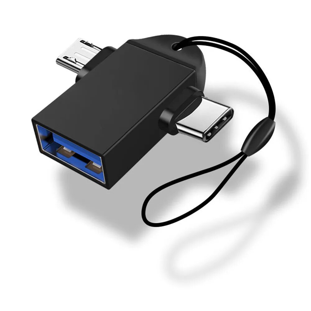 OTG адаптер 2 в 1 USB 3.0/Micro USB/USB-C Black1
